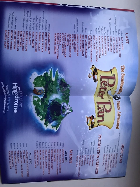 PETER PAN PANTO / Pantomime Programme Birmingham JOE PASQUALE TOBY HULL ...