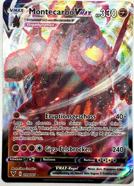 CARTA POKEMON GCC Colossal VMAX 099/185 color shock ologramma raro ...