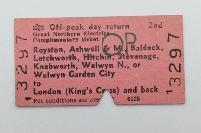 GREAT NORTHERN ELECTRIES complimentary Railway Ticket 3297 ROYSTON etc ...