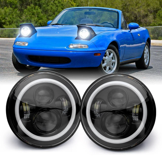 FOR MAZDA MX5 Mk1 Miata Eunos Roadster 7 inch Round LED Headlights Turn ...