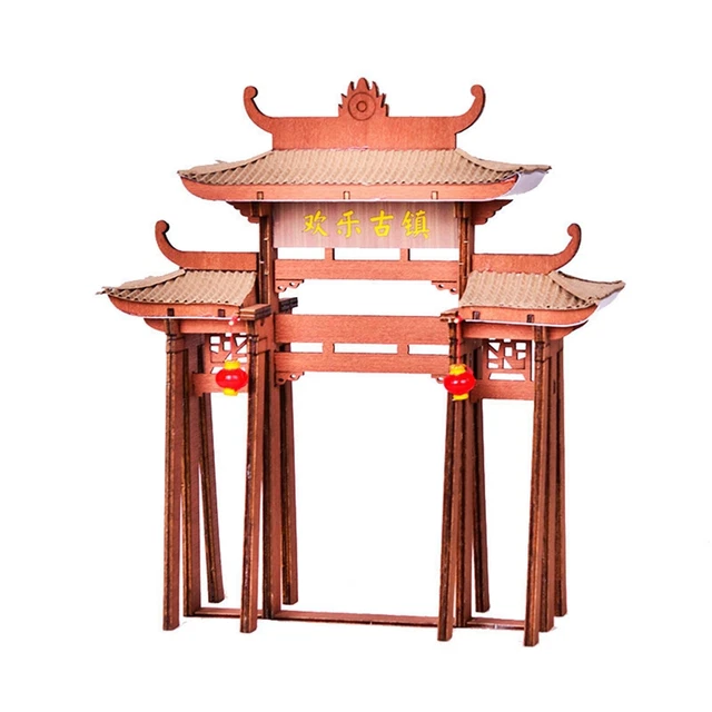 DIY TORII GATE Assembly Kit Chinese Ancient Pavilion Model Chinese ...