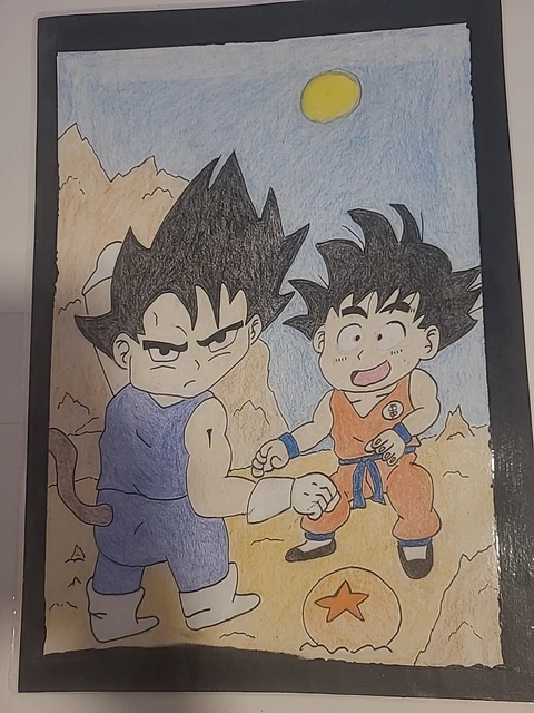 A ORIGINAL A3 Laminated Drawing Of Kid Vergita And Kid Goku From ...