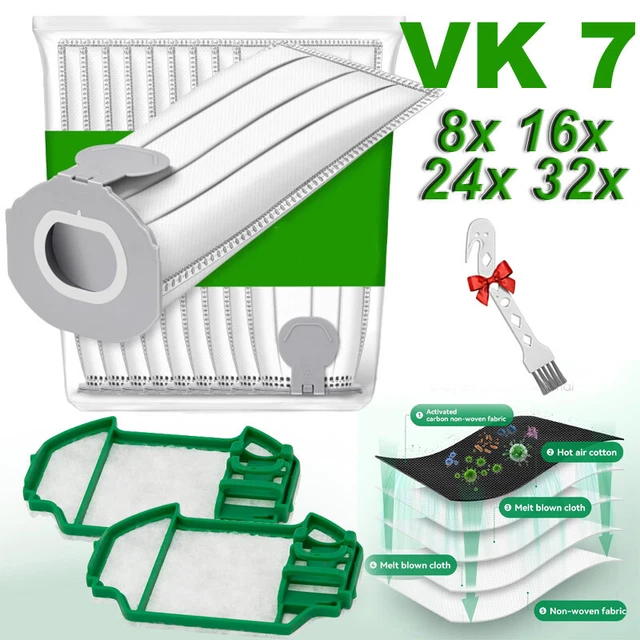 32X VK7 FP7 Staubsaugerbeutel 2x Filter für Vorwerk Kobold Premium ...