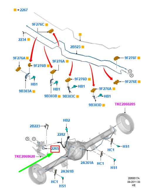 FORD RANGER T6 MK1 Rear Brake Pipe Tube Assy 2119492 AB31-2W083-AB NEW ...
