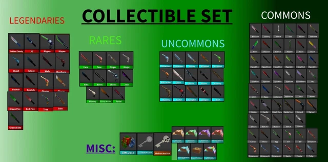 MURDER MYSTERY 2 MM2 Collectible Set (100+ Items) VERY RARE ITEMS ...
