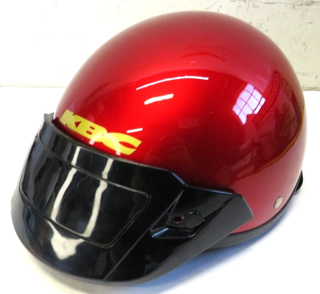 KBC MOTORCYCLE HALF Helmet Fiberglass Size M DOT Cert Red w/ Snap on ...