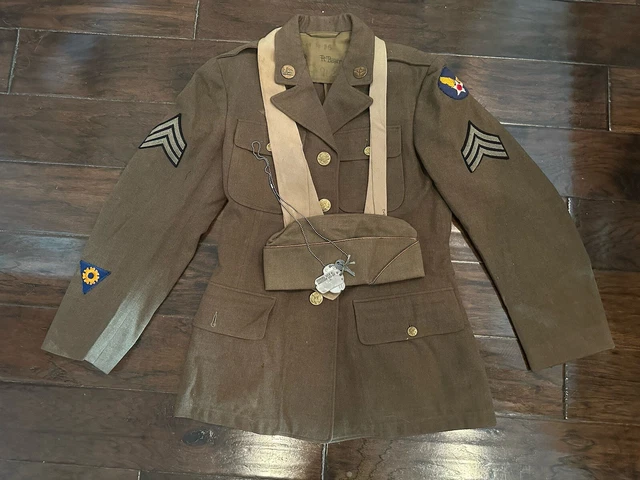 WW2 1942 ARMY Air Corps Sergeant Officer’s Dress Green Uniform Jacket ...
