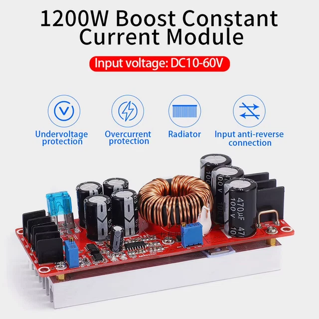 1200W 20A DC DC Converter Boost In DC10-60V Out 12-83V Step-up Power ...