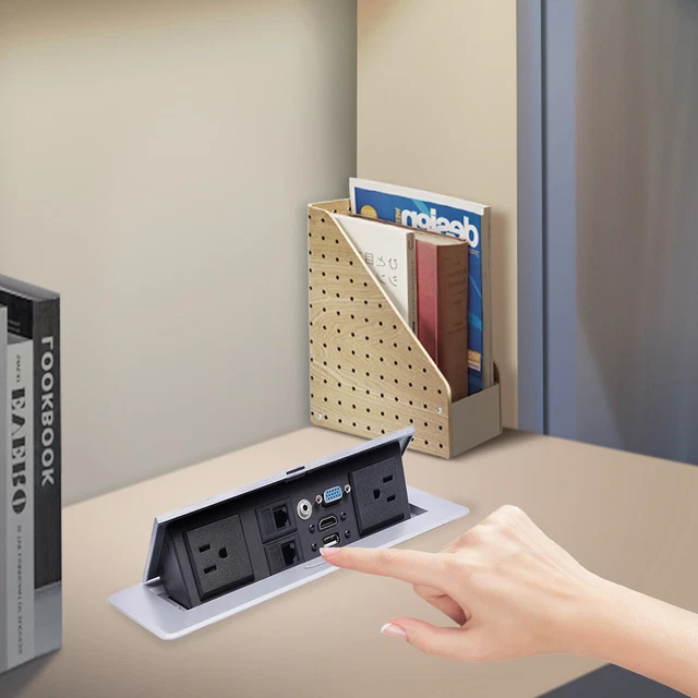 8 HOLES DESKTOP Socket Box Recessed Pop Up Table USB HDMI Outlet Power ...