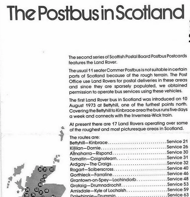 GB GPO NOTICE *Post Bus Scotland* Timetable 1970s Routes {samwells ...