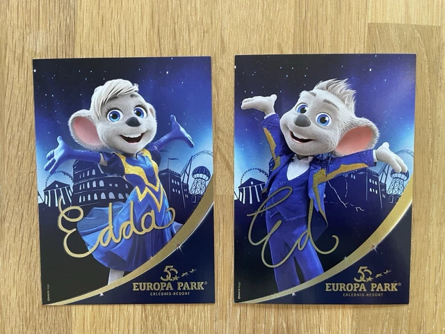 EUROPA-PARK RUST AUTOGRAMMKARTE Ed und Edda 50 Jahre Edition EUR 4,00 ...