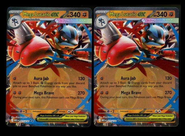 X2 MEGA LUCARIO ex 077/132 Mega Evolution 2025 Rare Pokémon Card TCG $9 ...