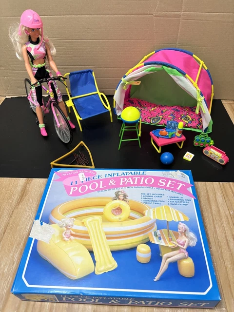 1990 SINDY & Her Fun Bike Hasbro Sindy Doll/Outdoor Camping Set/Pool ...