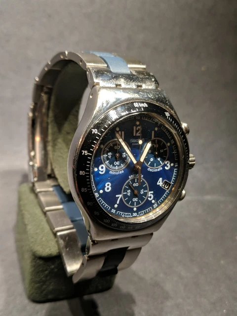SWATCH IRONY V8 Chronograph Quartz Swiss Watch Blue With Black Dials ...