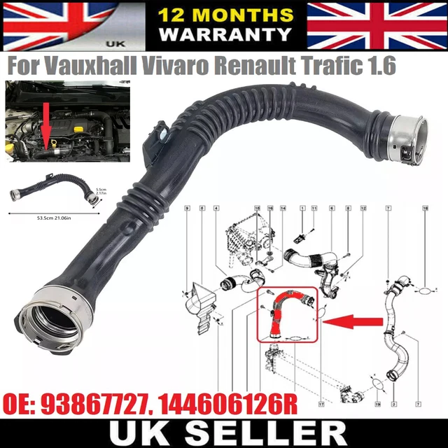BOOST INTERCOOLER HOSE Pipe For Vauxhall Vivaro Renault Trafic 1.6 ...