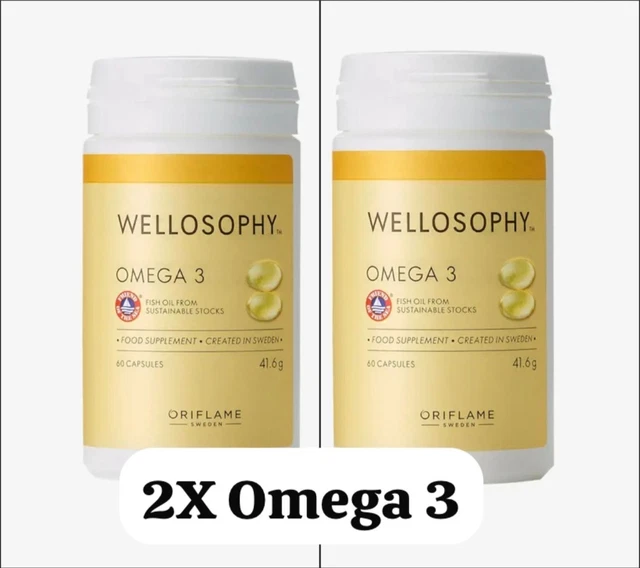 2X ORIFLAME WELLNESS Wellosophy OMEGA 3 Dietary Supplement Capsules, 60 ...