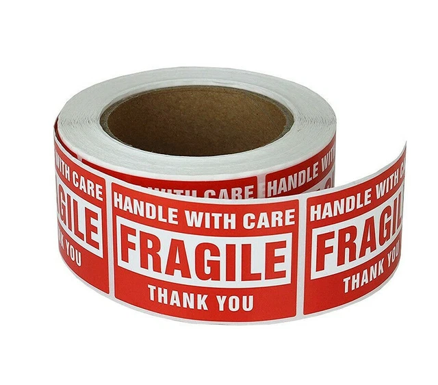 500 FRAGILE HANDLE With Care 2x3" Stickers Packaging Box Safety Mailing ...