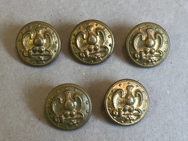 5 ANTIQUE/VINTAGE MILITARY Uniform Buttons Navy Anchor Eagle 13 Stars 3 ...