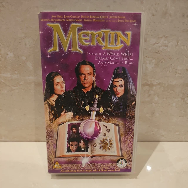 MERLIN VHS TAPE 1998 Sam Neill Helena Bonham Carter Tested PAL PG Rated ...