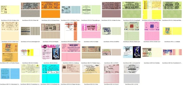DAVID BOWIE - MUSIC ARTIST Reproduction CONCERT TICKETS - Individual ...