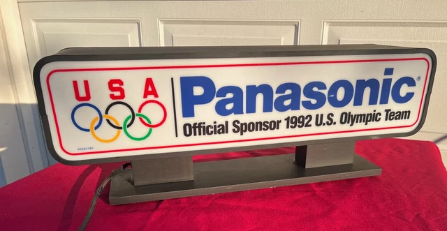 1992 LIGHT UP Store Display Sign For Olympics Panasonic Sponsor Double ...