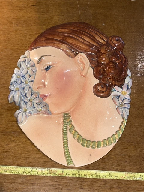 BESWICK LARGE ART DECO FACE WALL MASK PLAQUE 'HYACINTH LADY” ENGLAND No ...