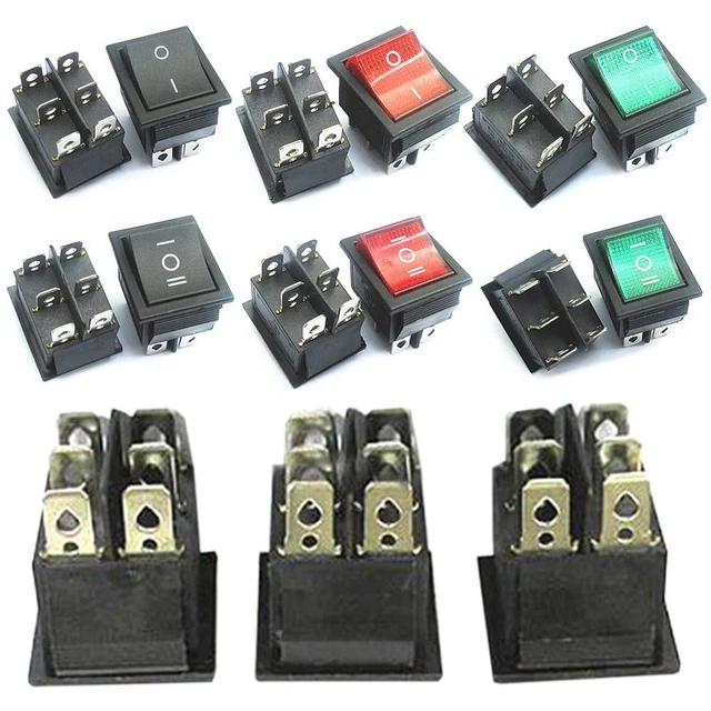 6-PIN 2ND GEAR 16A 250V Rocker Self-locking/Latching Power Switch ...
