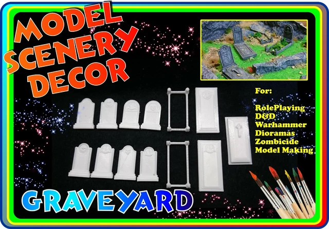 MODEL GRAVEYARD KIT Scenery 28mm Wargame D&D terrain Scatter ...