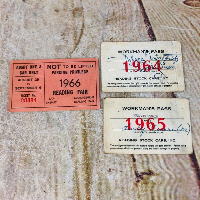 VTG READING STOCK car workman pass ephemeral 1964 65 66 & parking pass ...