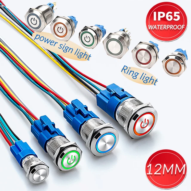 3-24V 12MM METAL Waterproof Push Button Switch Momentary Mini Switch On ...