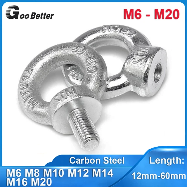 M6 M8 M10 M12 M14 M16 M20 Lifting Eye Nuts & Bolts Galvanised Zinc ...