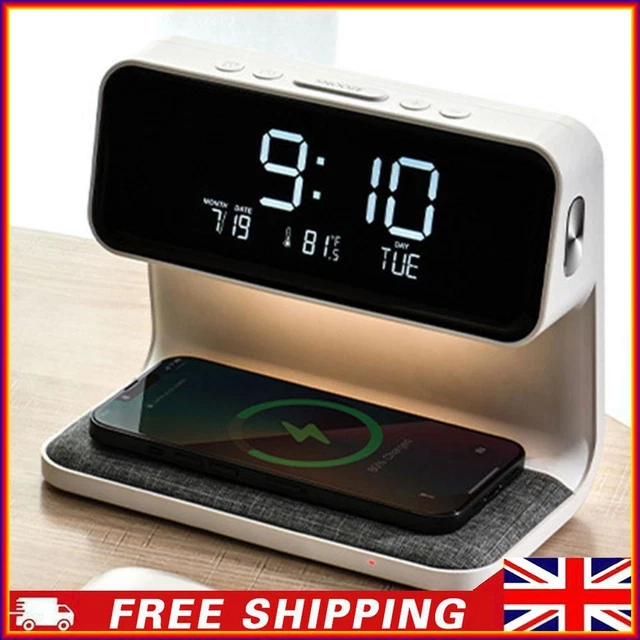 3 IN 1 Bedside Lamp Wireless Charger Digital Alarm Clock for Bedroom(US ...
