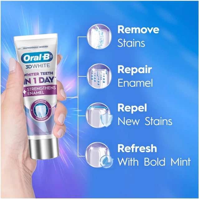ORAL-B 3D WHITE Intensive Whitening Freshness Blast Toothpaste 94G $13. ...