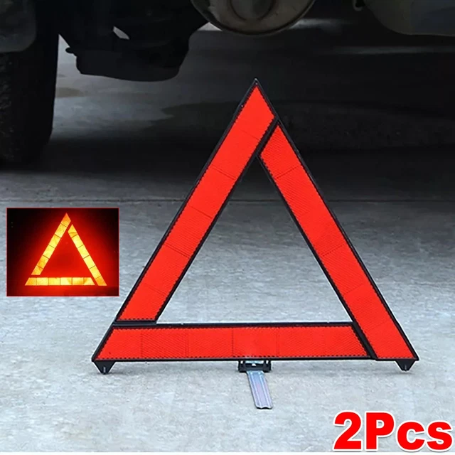 2 X LARGE Warning Car Triangle Reflective Road Emergency Breakdown ...