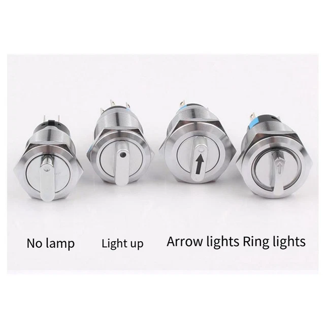 LED INDICATOR 19MM Selector Rotary Switch Latching 3 Positions 2NO 2NC ...