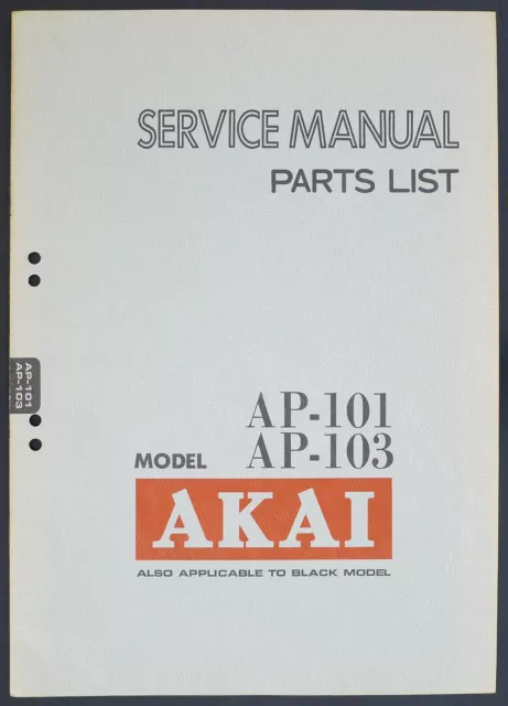 ORIGINAL AKAI AP-101/103 Stereo Turntable Service-Manual/Diagram/Parts ...