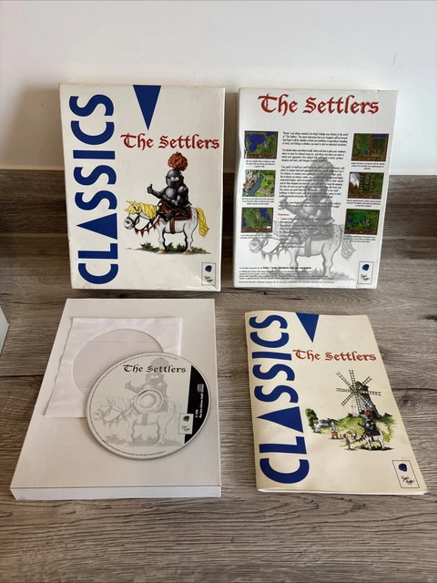 RARE VINTAGE PC BIG BOX Game THE SETTLERS - 1998 Blue Byte Ckassics CIB ...