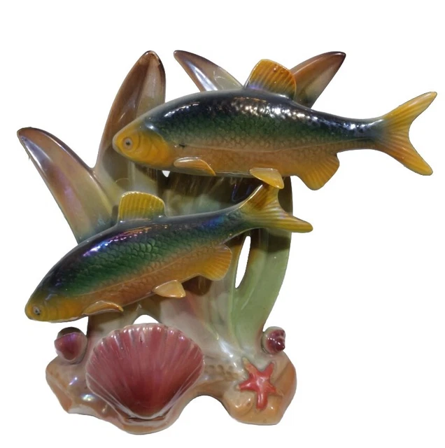 RARE VINTAGE 1960S kitsch Lustreware ceramic fish lamp base stand ...