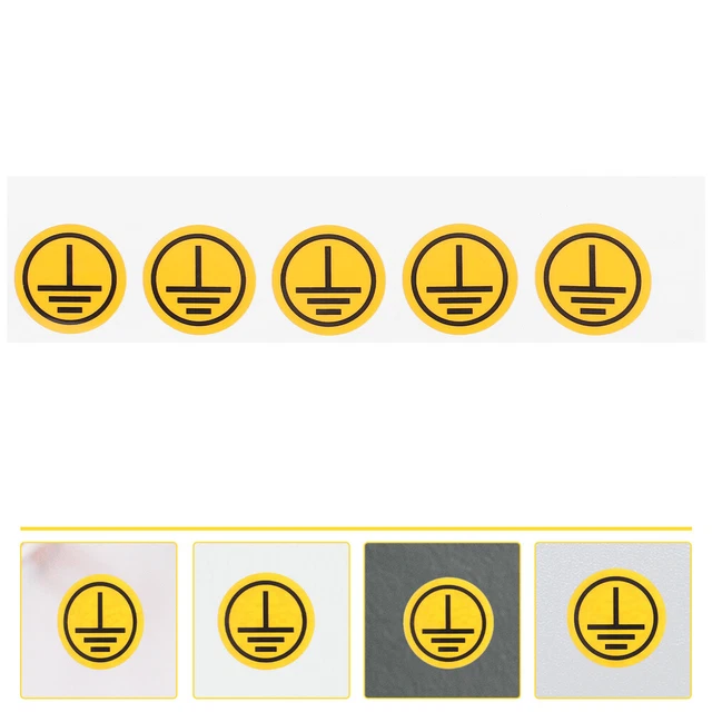 EQUIPMENT SAFETY SIGNS Pp Synthetic Paper Grounding Symbol Stickers ...