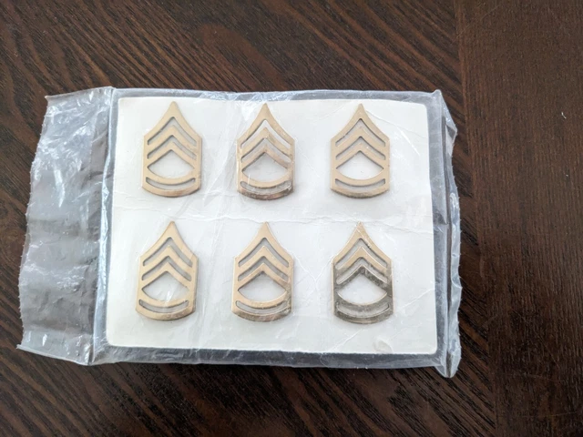 US ARMY SERGEANT First Class Enlisted Rank Insignia Pins, Gold, 3 pair ...