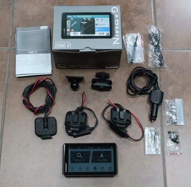 GARMIN ZUMO XT - Motorbike GPS Sat Nav - With 3 Power Cable Mount ...