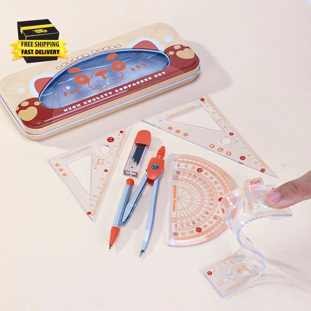7 PCS SOFT Bendable Ruler Geometry Set Compass Set with Maths ...