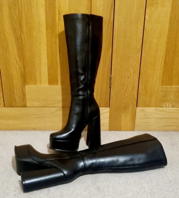 RITA ORA PRIMARK Knee High Leather Look Tall Platform Boots Size 4 EU37 ...