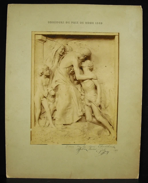 PAUL GASQ 1889 Sculpture bas-relief répertorié ? dédicace à Léon ...