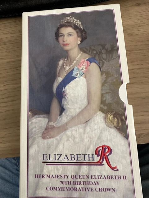 HM QUEEN ELIZABETH II 70th Birthday Commemorative Crown. Elizabeth R £3 ...
