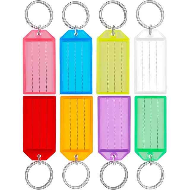 10-50PCS COLORFUL PLASTIC Keychain Key Tags Label with Split Ring for ...
