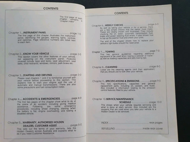 HOLDEN COMMODORE VN VG SERIES OWNERS MANUAL 1990 Calais Ute V6 V8 GMH ...