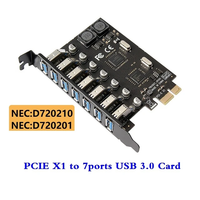 PCI-E 1X TO 7 Ports USB 3.0 PCI Express Expansion Card Adapter Hub ...