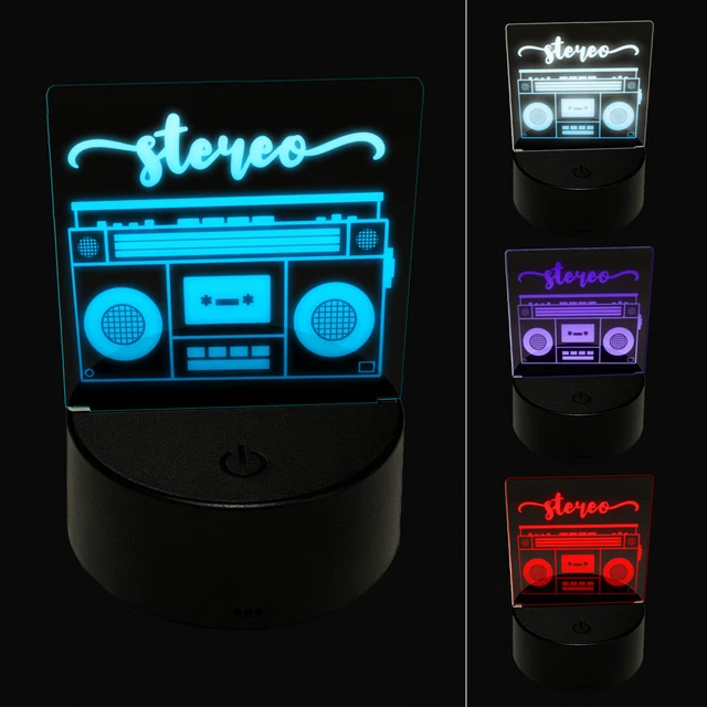 RETRO RADIO STEREO Cassette Player Boombox 3D Illusion LED Night Light ...