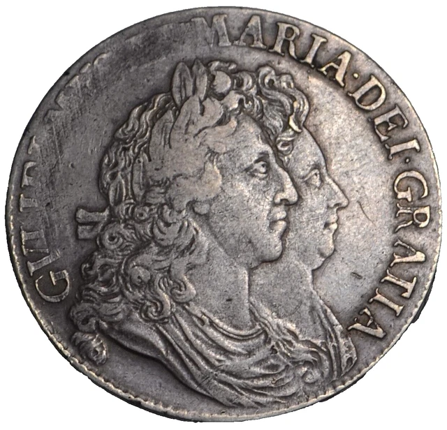 WILLIAM AND MARY silver Crown 1692 - QVARTO - handsome coin and rare ...